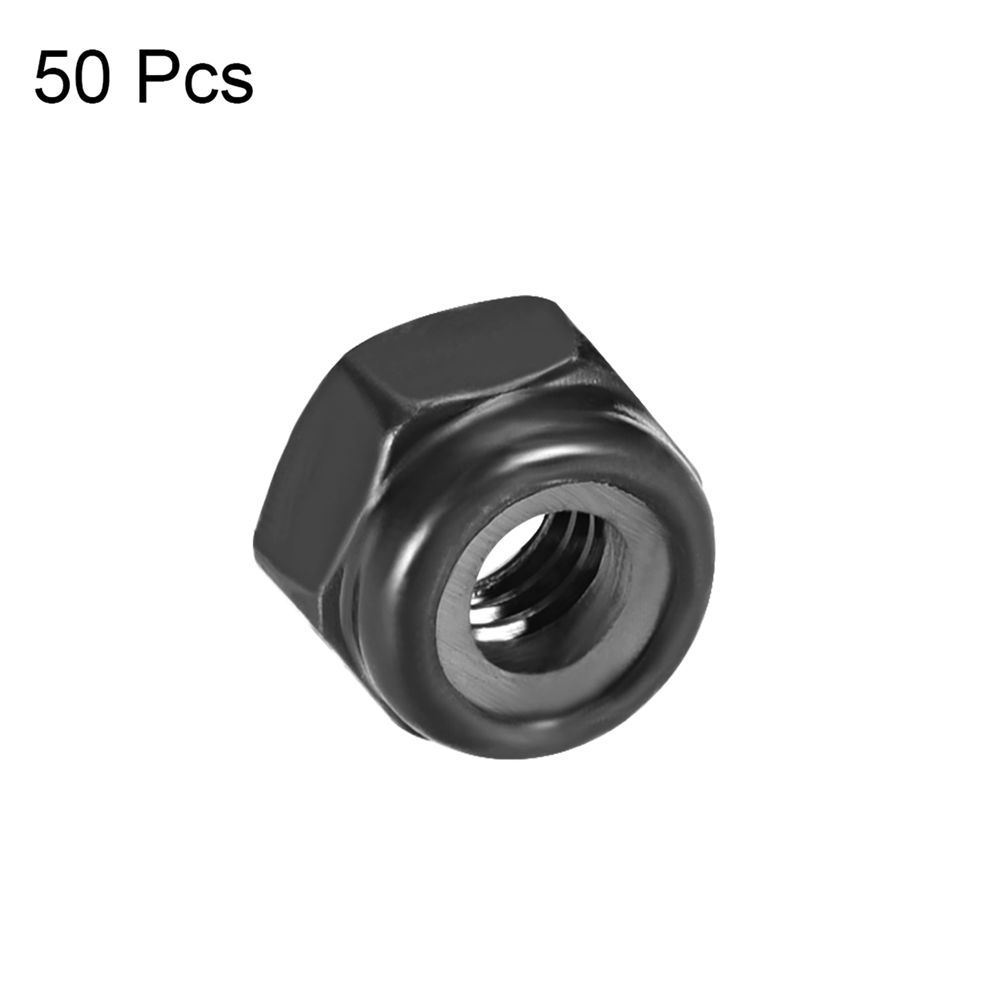 M4 x 0.7mm Nylon Insert Hex Lock Nuts, Carbon Steel Black Zinc Plated ...