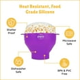 Popco Microwave Popcorn Popper, Collapsible Silicone Bowl, Purple, 15 ...