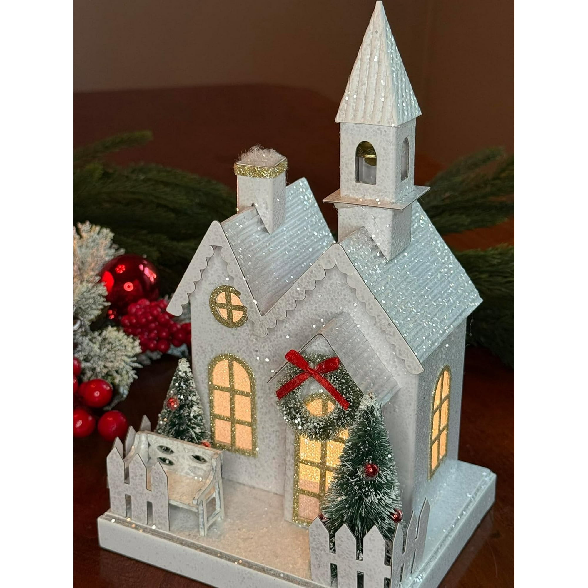 Click here for Nirhekf Christmas Lighted Meeting House And Church... prices