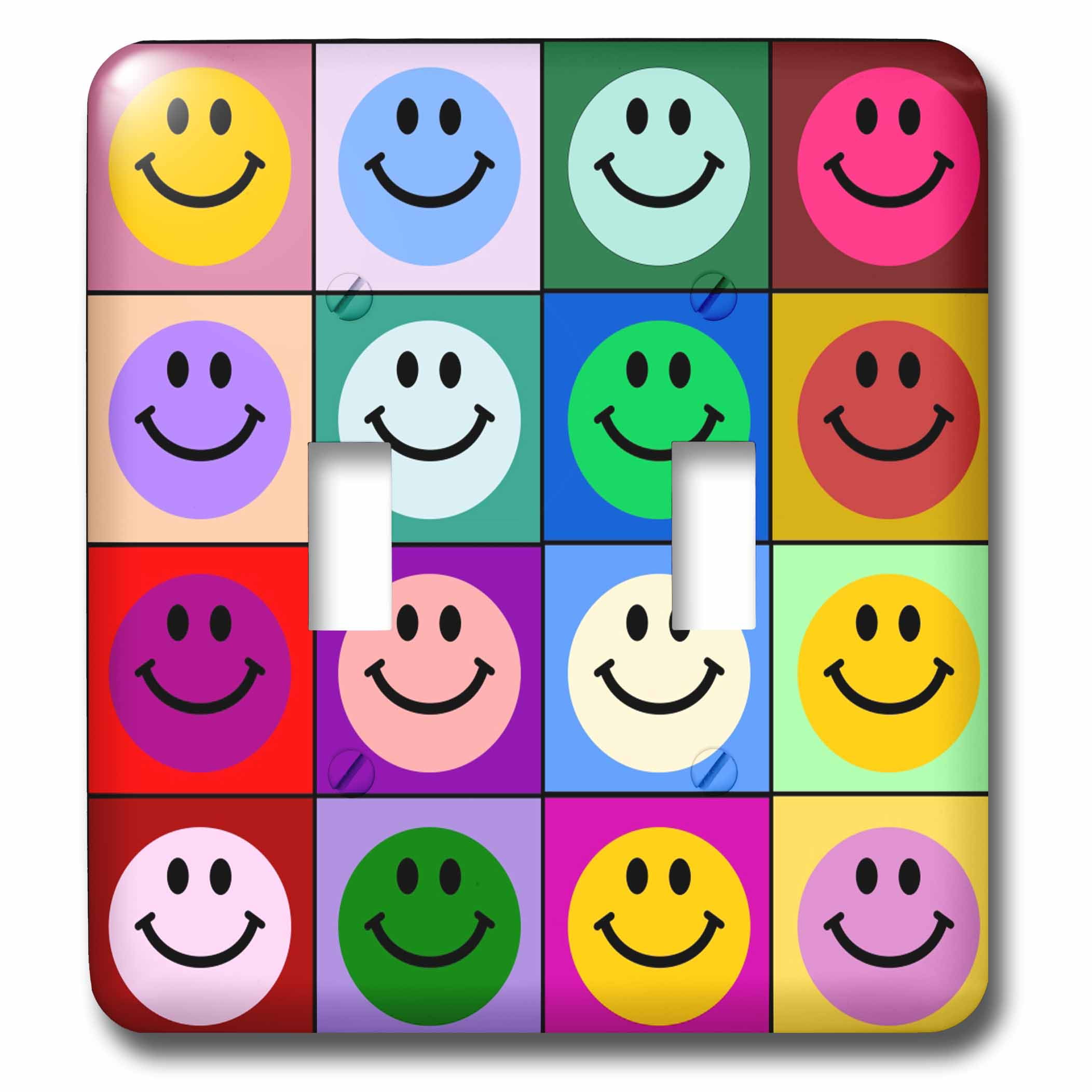 3dRose Colorful smiley face squares Warhol style - happy rainbow ...