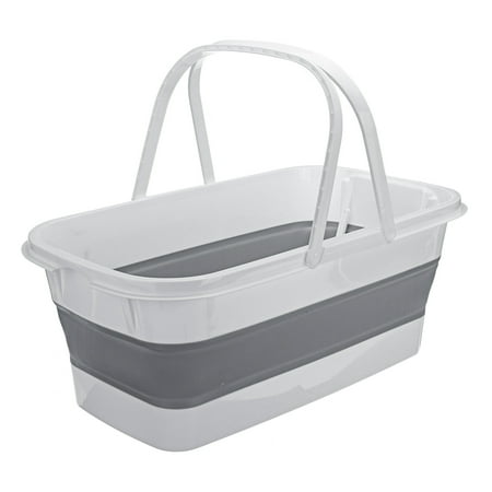 4.9Gallon Collapsible Rectangular Handy Basket/Bucket (Grey)，Clean ...