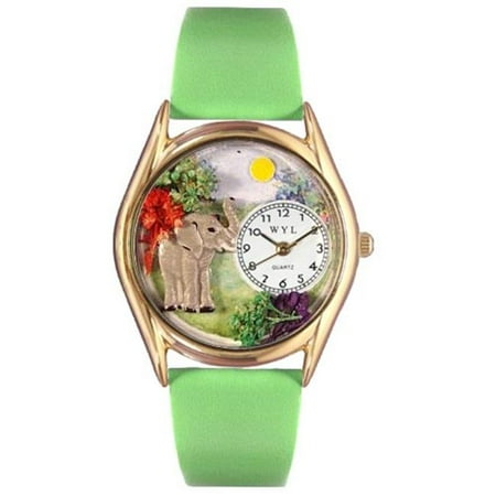 Whimsical Watches C-0150013 Womens Elephant Green Leather And Goldtone ...