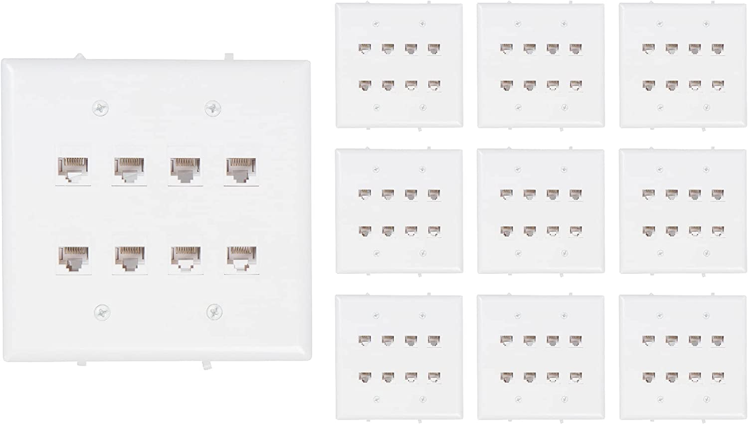 Buyer’s Point 8 Port Gang Ethernet Cat6 RJ45 Network Wall Plate – White ...