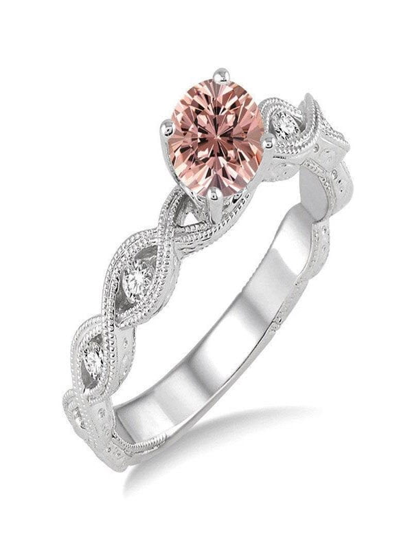 Infinity Design 1.25 Carat Morganite And Diamond Moissanite Engagement ...