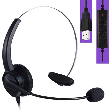 Corded USB Headsets Stereo with Noise Cancelling Mic and in-line ...