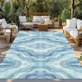 Abstract Water Waves Outdoor Rug, Watercolor Blue Green Wave Gradient ...