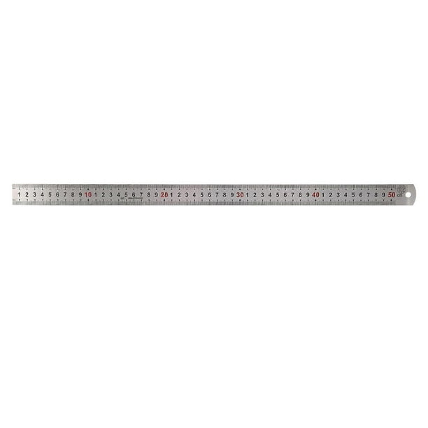 Double Side Scale Stainless Steel Straight Ruler Measuring Tool 50cm ...
