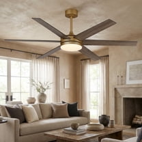 60" Modern Gold Reversible Blades Smart Ceiling Fan with Dimmable LED ...