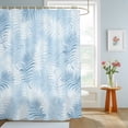 Baby Blue White Palm Leaves Shower Curtain, Botanical Forest Ferns ...