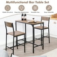 Costway 3PCS Bar Table Set Industrial Counter Height Dining Table Set w ...