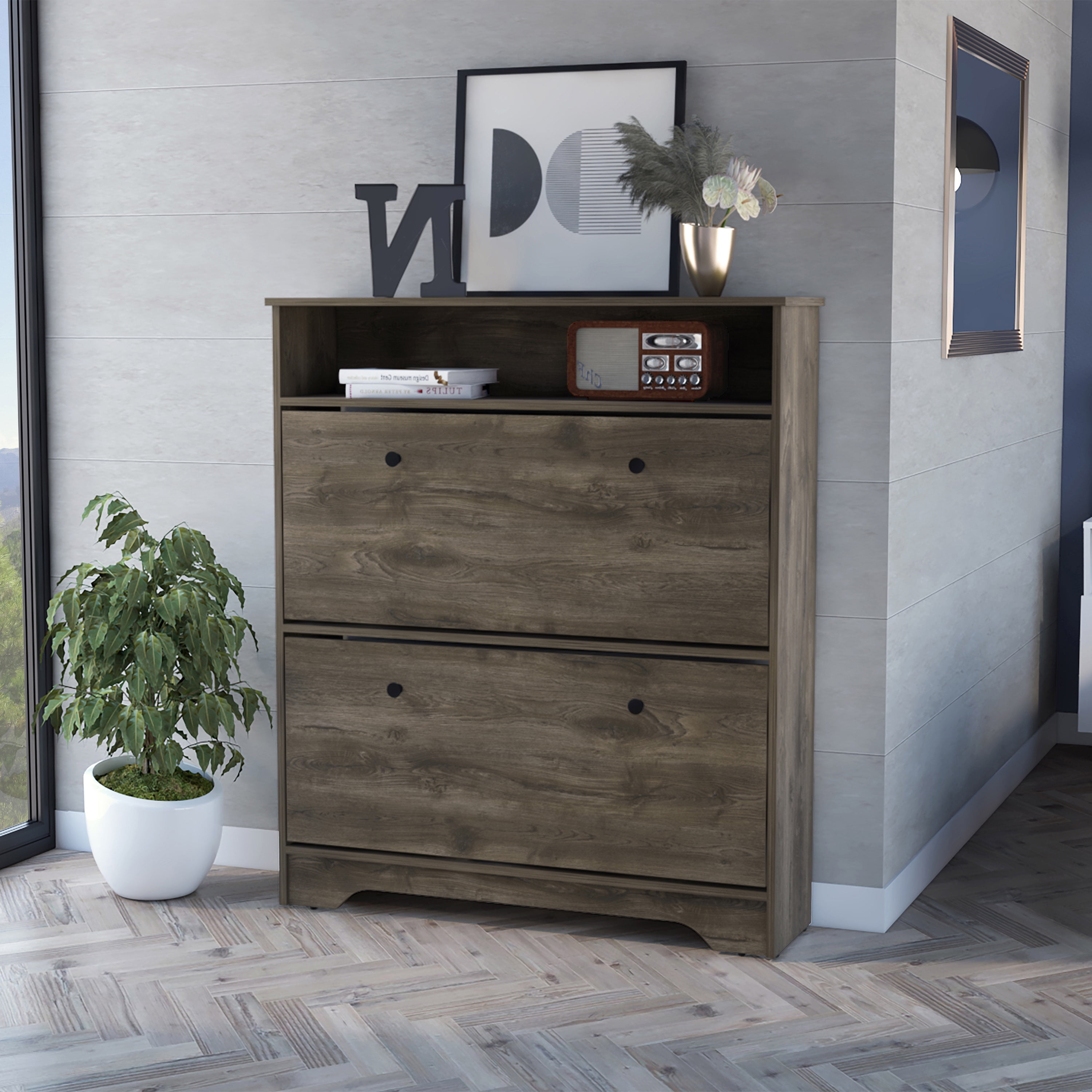 CoSoTower 2-Shelf Shoe Rack Dark Brown - Walmart.com