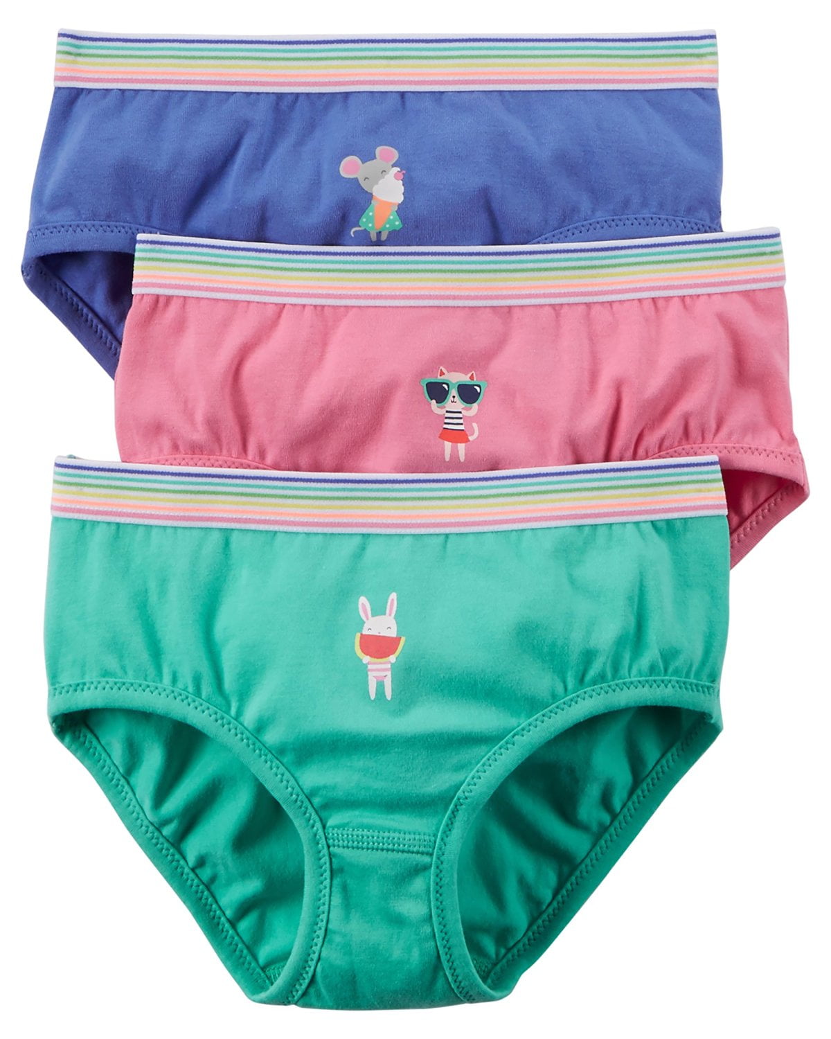 Carter's Little Girls' 3 Pack Cotton Panties Animals - Walmart.com