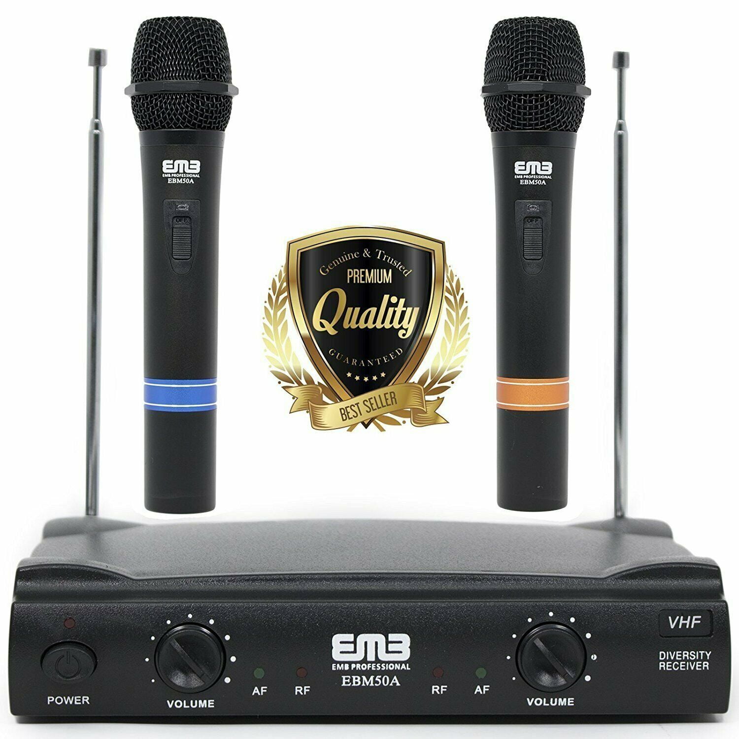 EMB Pro Dual Channels VHF Wireless Microphone Handheld HIFI Stereo ...