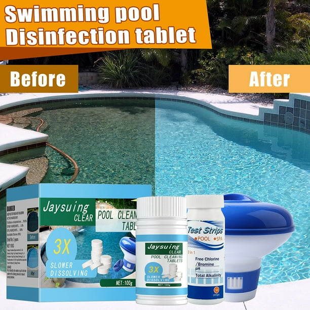 TB&W SPA Pool Cleaning Tablets with Chlorine Dispenser Test Paper Kit ...