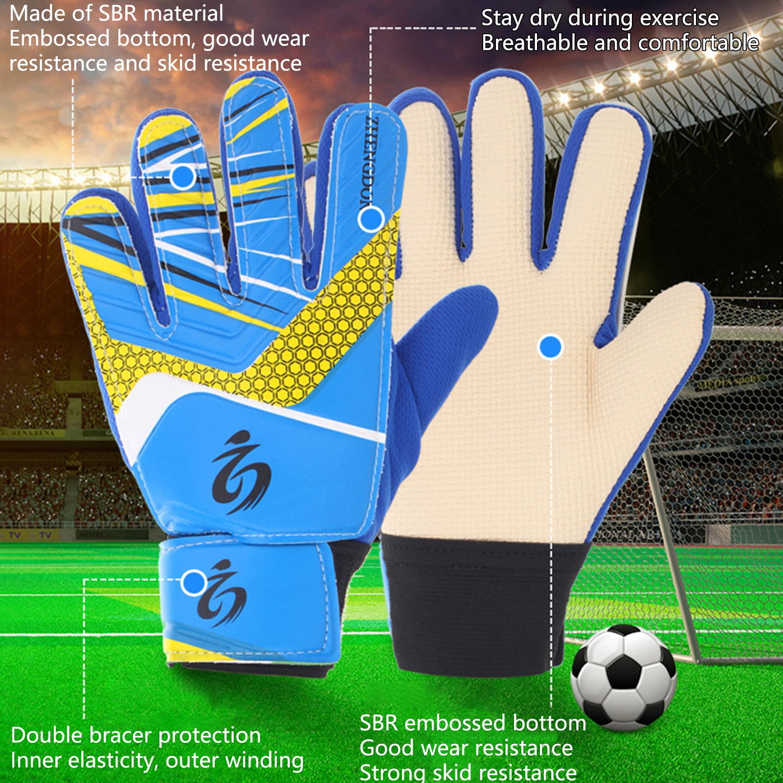 UDIYO 1 Pair Goalie Gloves Non-slip Sweat Absorption High Elasticity ...