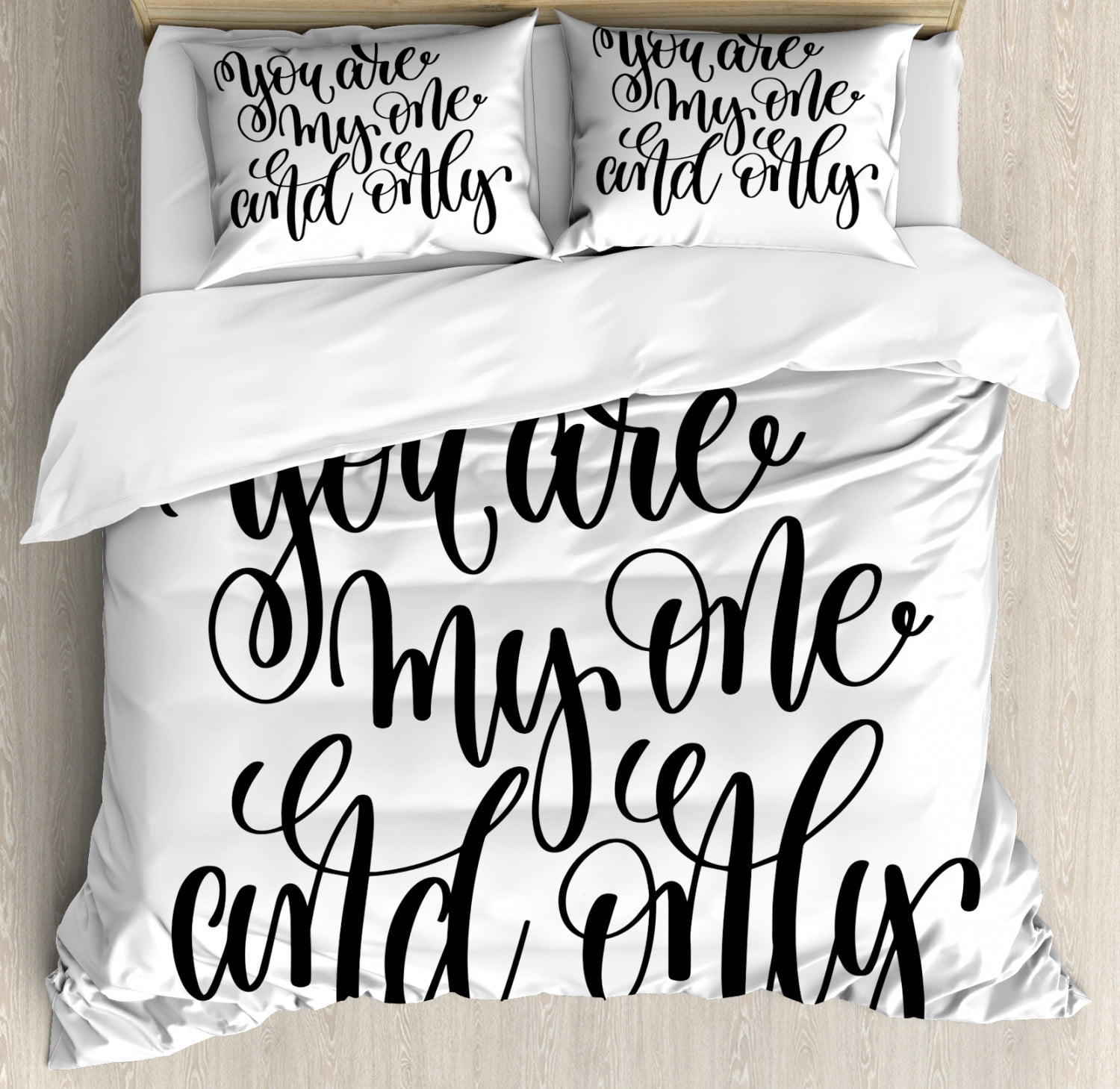 One and Only Saying Duvet Cover Set King Size, Simple Pattern of ...