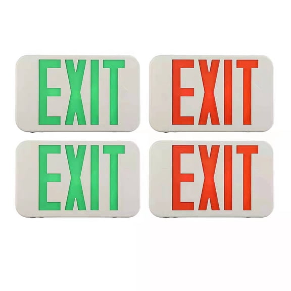 Spectsun 1 Pack Red & Green LED Exit Sign with Emergency Lights-Two LED ...