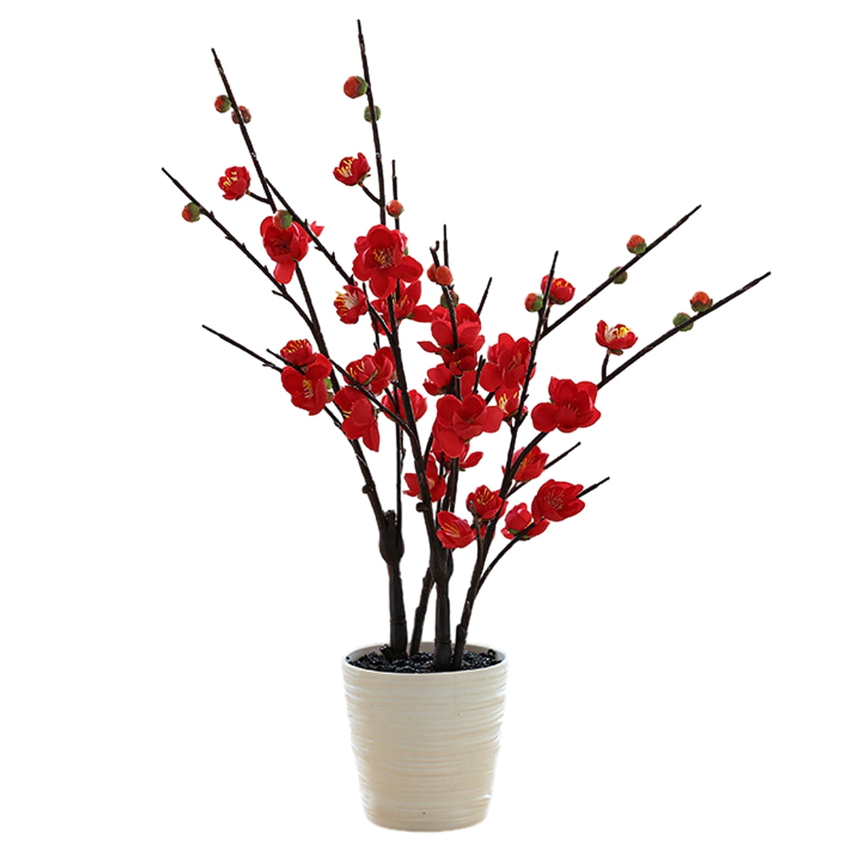 Large branch Double fork fake plum blossom potted flower artificial ...