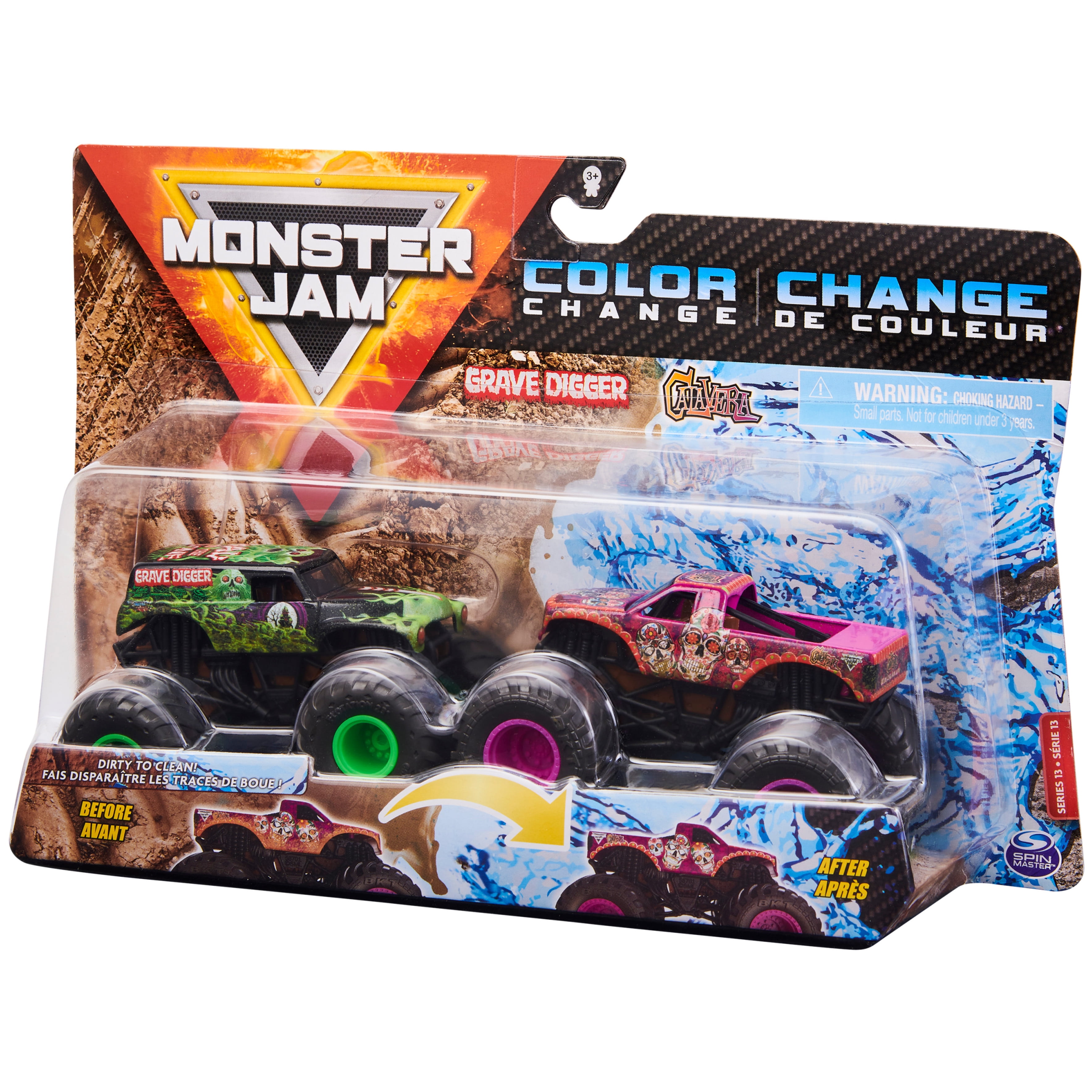 Monster Jam, Official Grave Digger vs. Calavera Color-Changing Die-Cast ...