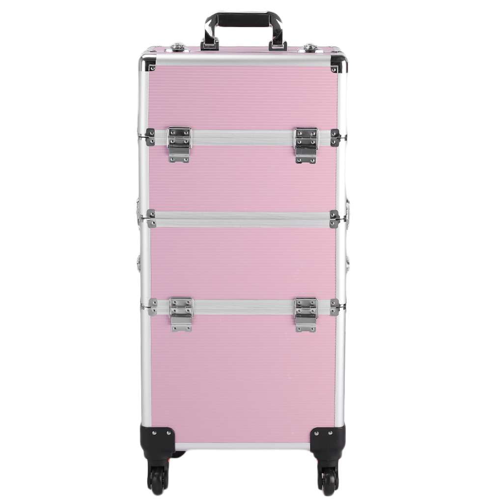 3 in 1 Cosmetic Box Rolling Makeup Case Aluminum Alloy Wheels Makeup ...