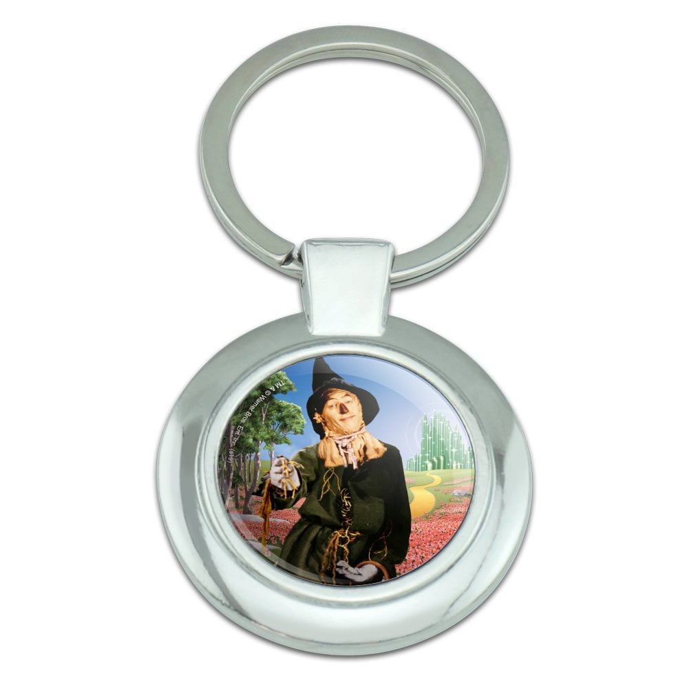 Wizard of Oz Scarecrow Character Keychain Classy Round Chrome Plated ...