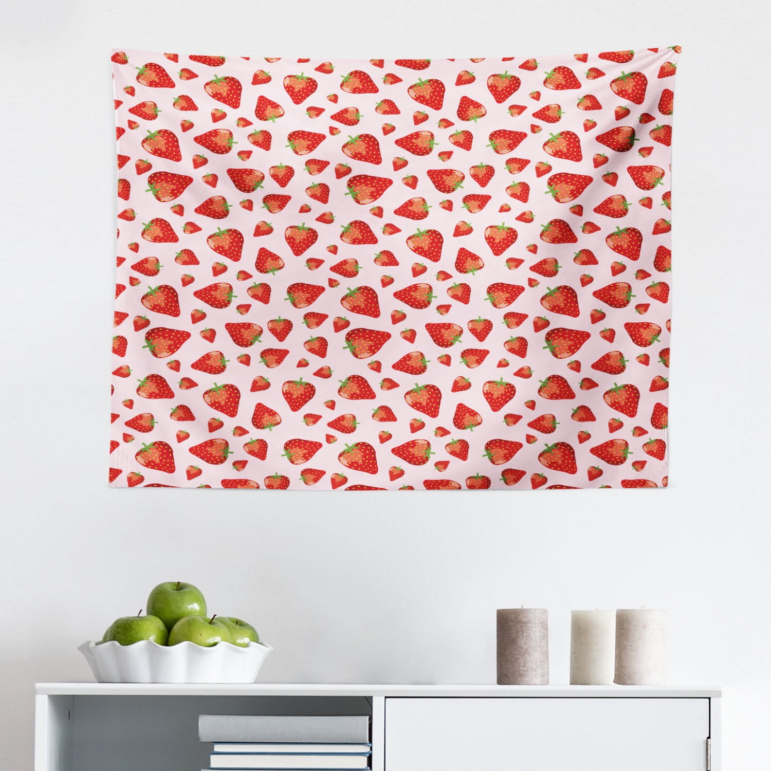 Strawberry Tapestry, Clusters of Silhouette Strawberries Pattern on ...