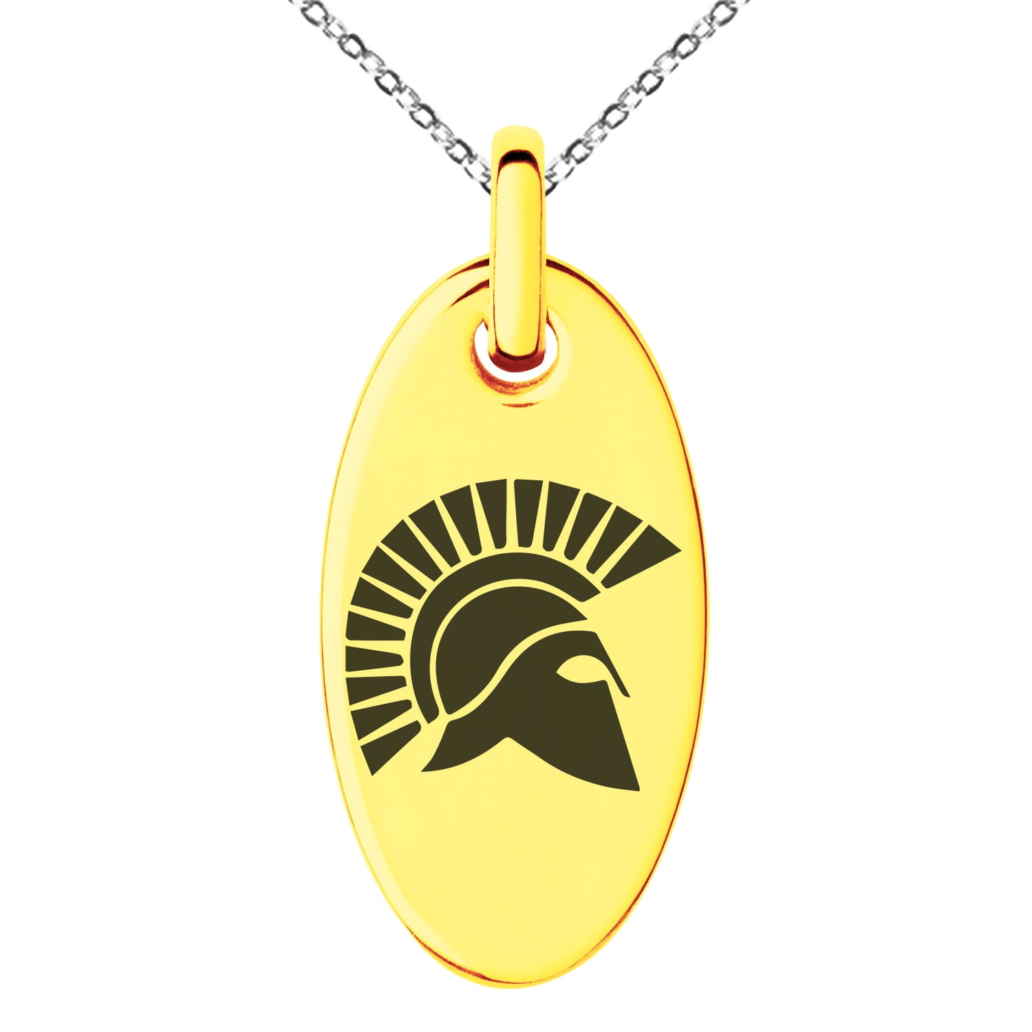 Stainless Steel Ares Greek God of War Engraved Small Oval Charm Pendant ...
