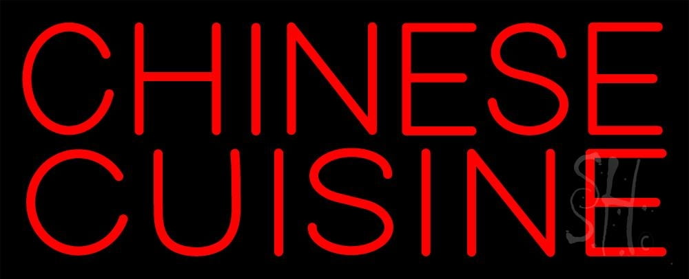 Red Chinese Cuisine LED Neon Sign 13 x 32 - inches, Black Square Cut ...