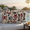 Bones Dog Claws Outdoor Pillow Covers Set of 2 Red Brown Black Bone ...