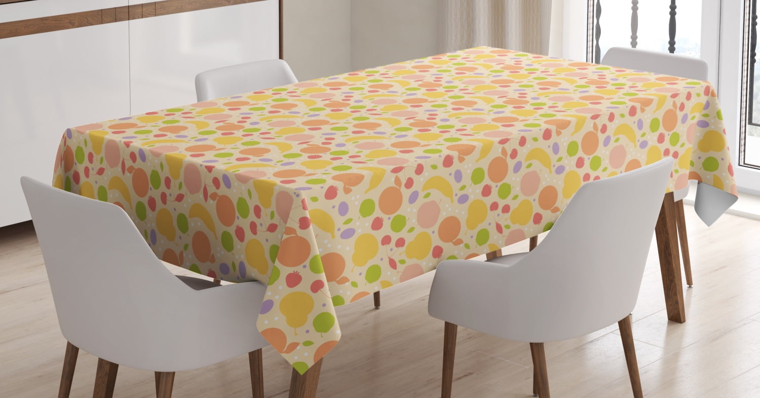 Fruit Tablecloth, Colorful Graphic Food Pattern with Plum Cherry Banana ...