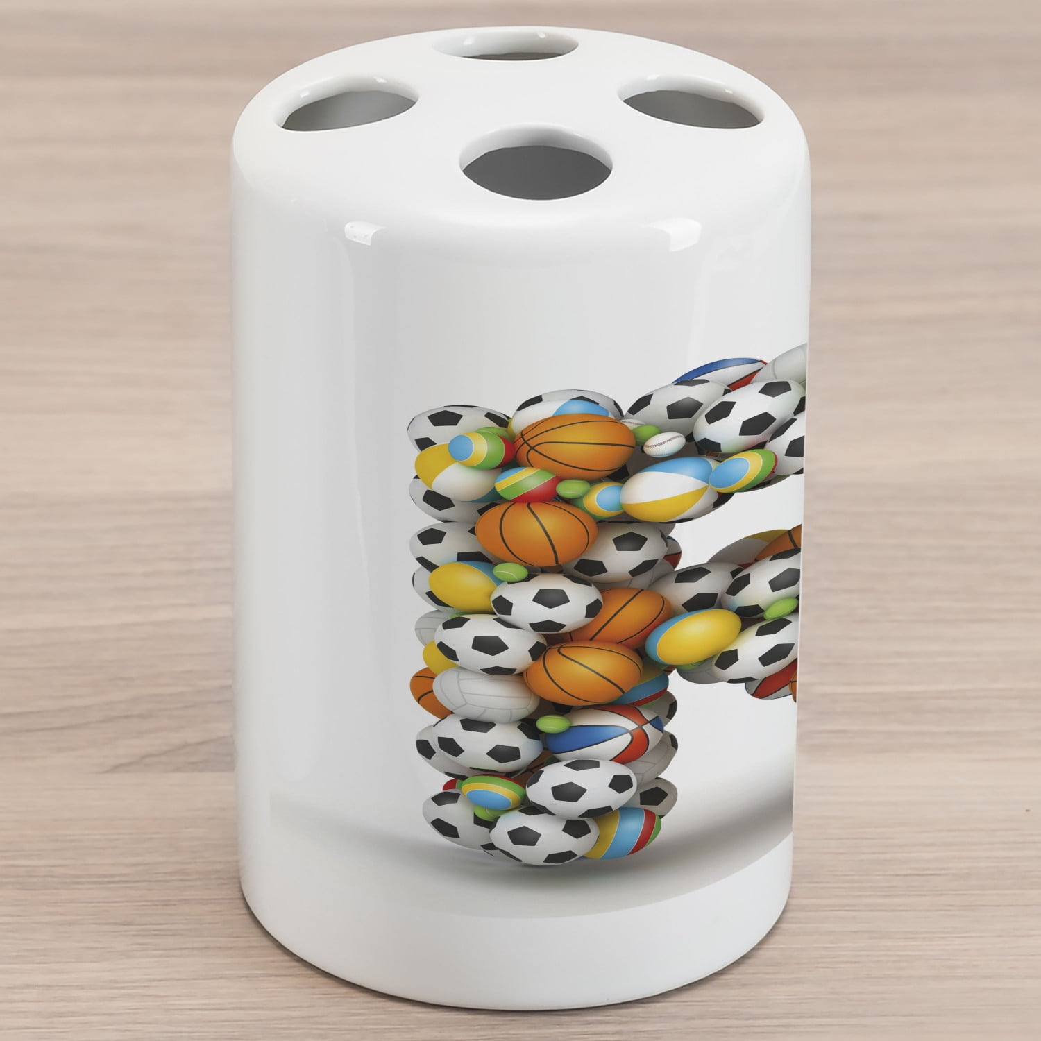 Letter R Ceramic Toothbrush Holder, Realistic Looking Volleyball ...