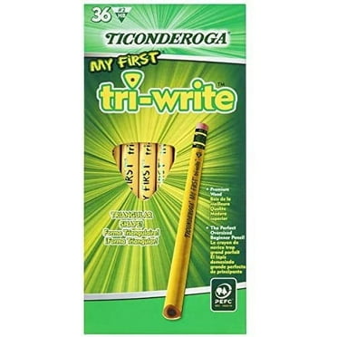 Ticonderoga Tri-Write Beginners' No.2 HB Pencils, Easy Grip, Yellow ...