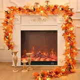 Waipfaru Fall Garland with Lights,6ft Maple Leaf Garland with Pumpkins ...