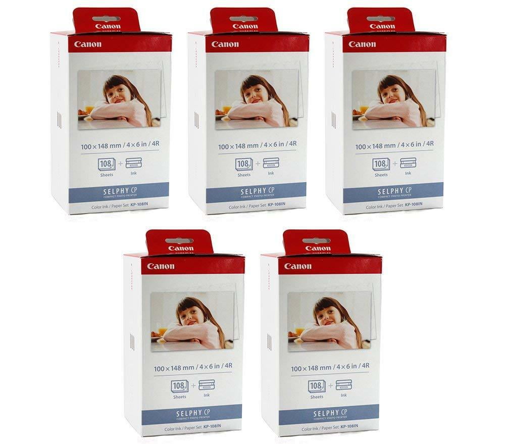 *5 PACK* Canon KP-108IN Color Ink & Paper Set - 108 Sheets with 3 Ink ...