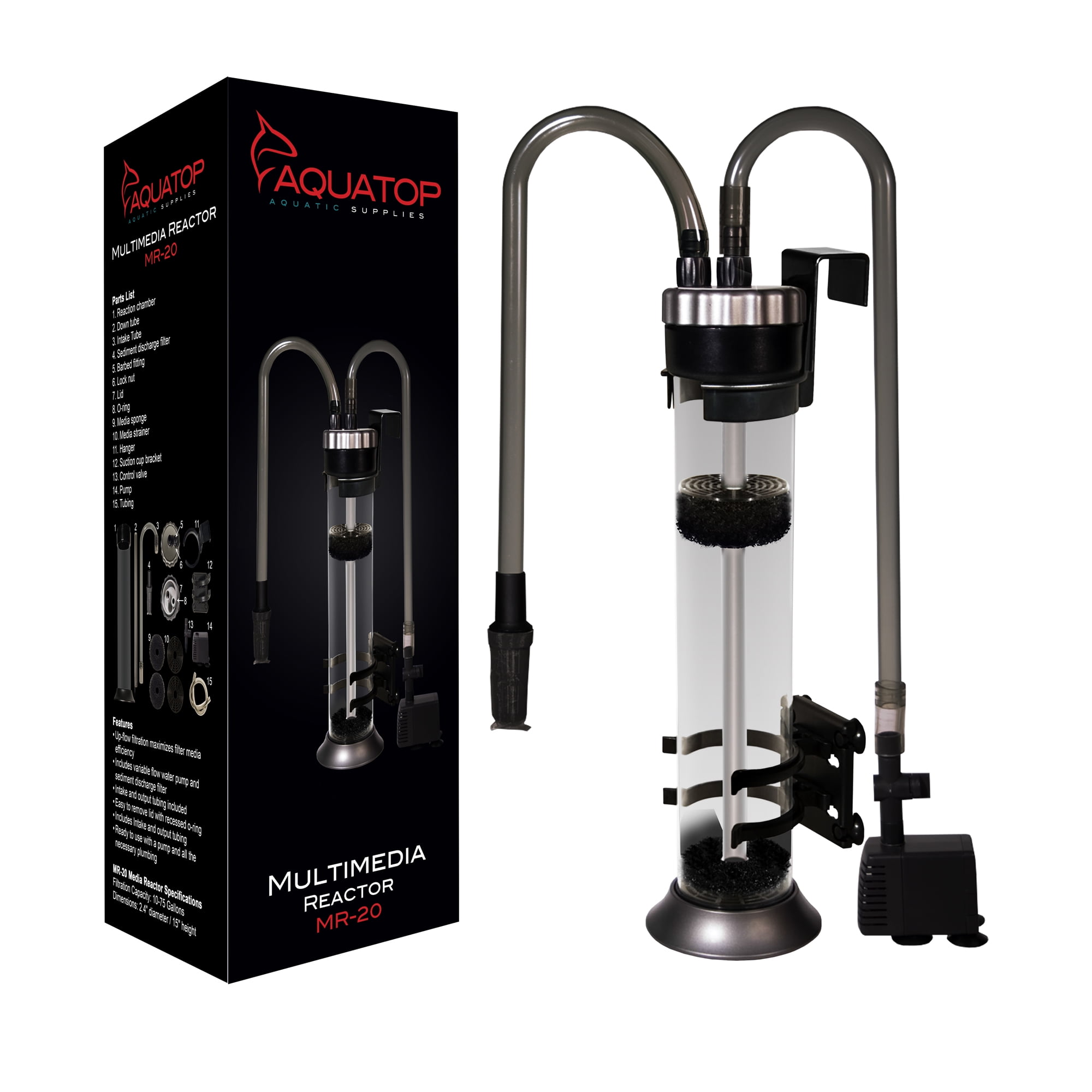 Aquatop 95GPH Aquarium Media Reactor with pump, 10-75 Gallon Fish Tank ...