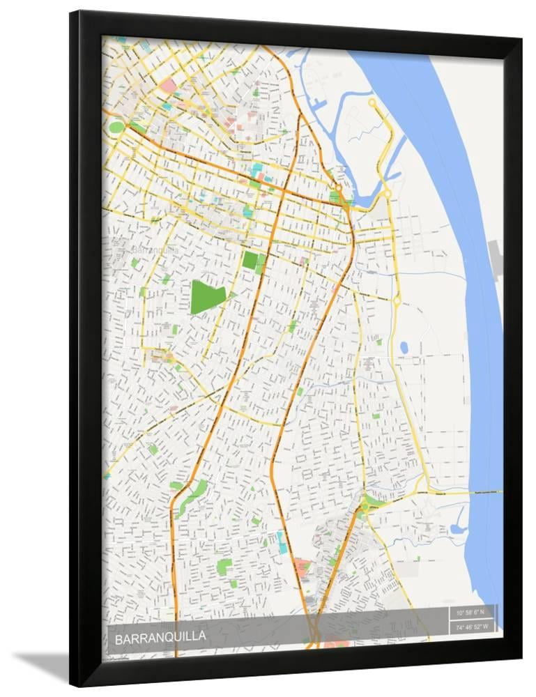 Barranquilla, Colombia Map, Framed Art Print Wall Art Sold by Art.Com ...