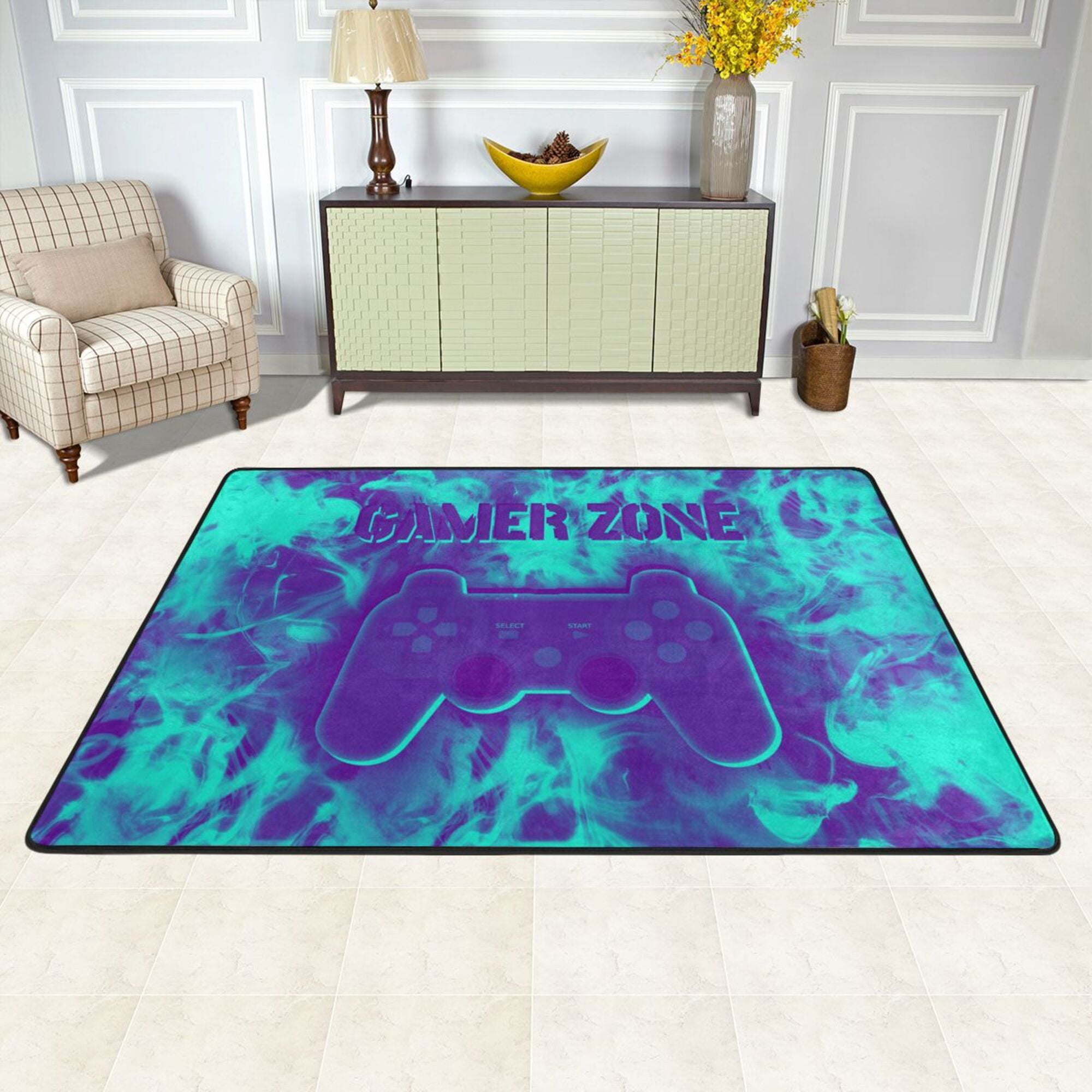 XMXY Blue Gamer Zone Games Area Area Rugs Doormat Outdoor Entrance ...