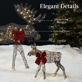 Best Choice Products 4ft 2-Piece Lighted 2D Christmas Moose Set Outdoor ...
