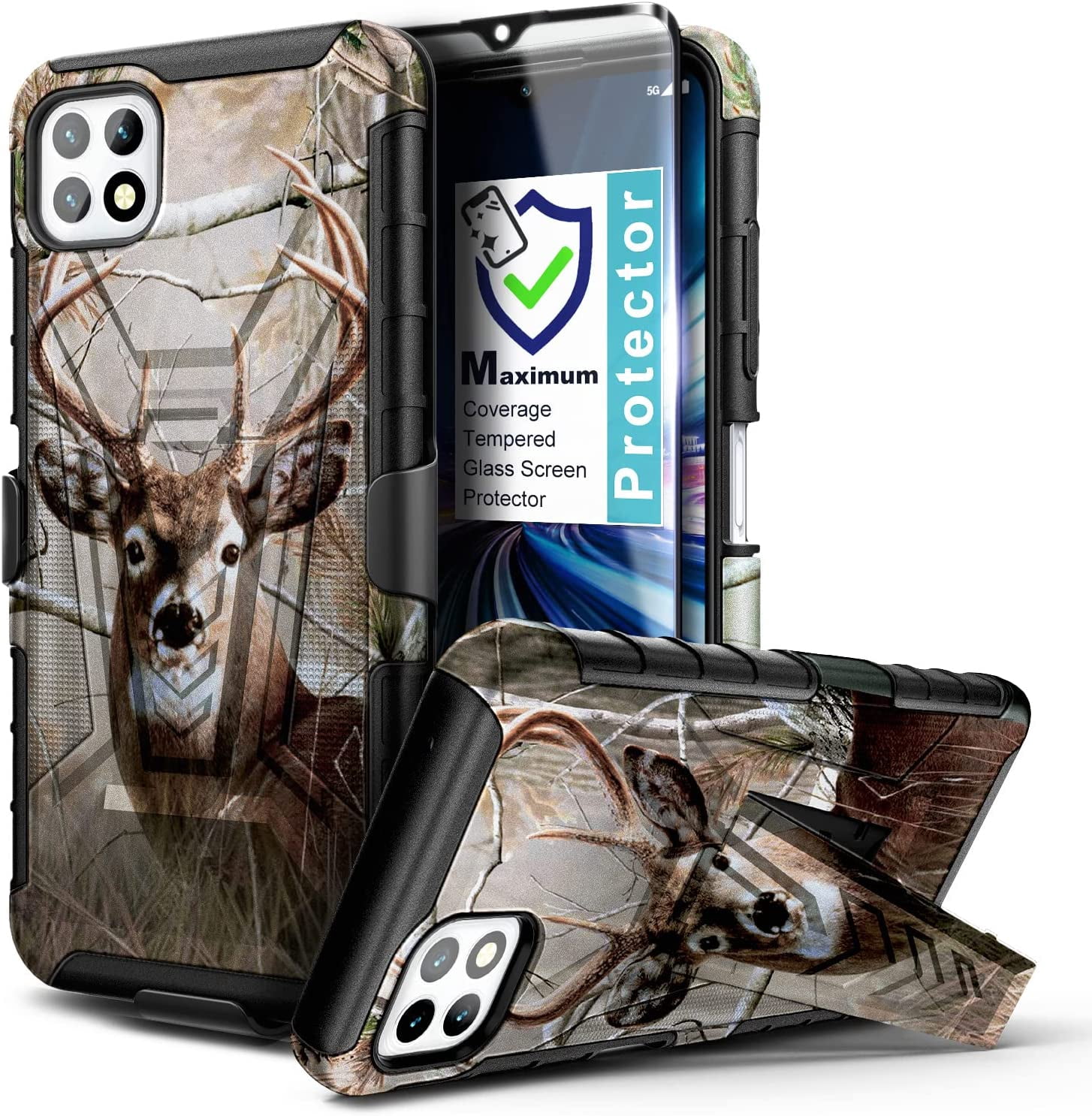 Boost Mobile Celero 5G Phone Case with Tempered Glass Screen Protector ...