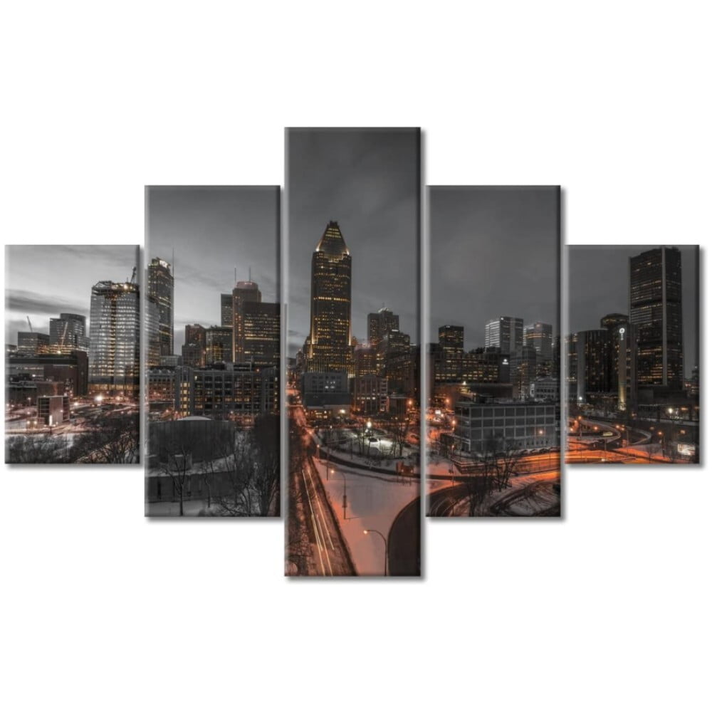 TISHIRON 5PCS Framed City Landscape Theme Canvas Wall Art Set,50"x24 ...