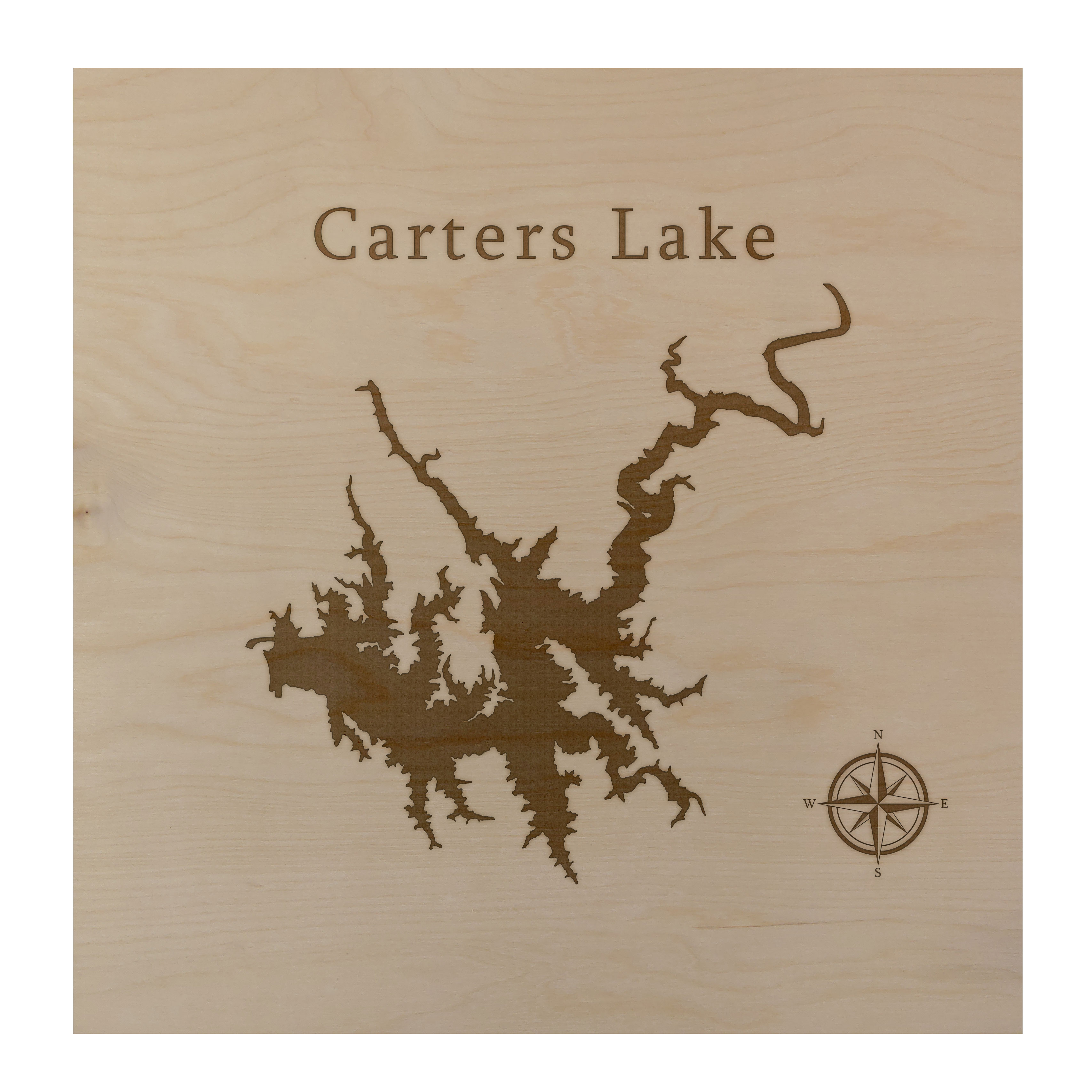 Carters Lake 12x12" Wood Lake Map Wall Art Office Decor Georgia ...