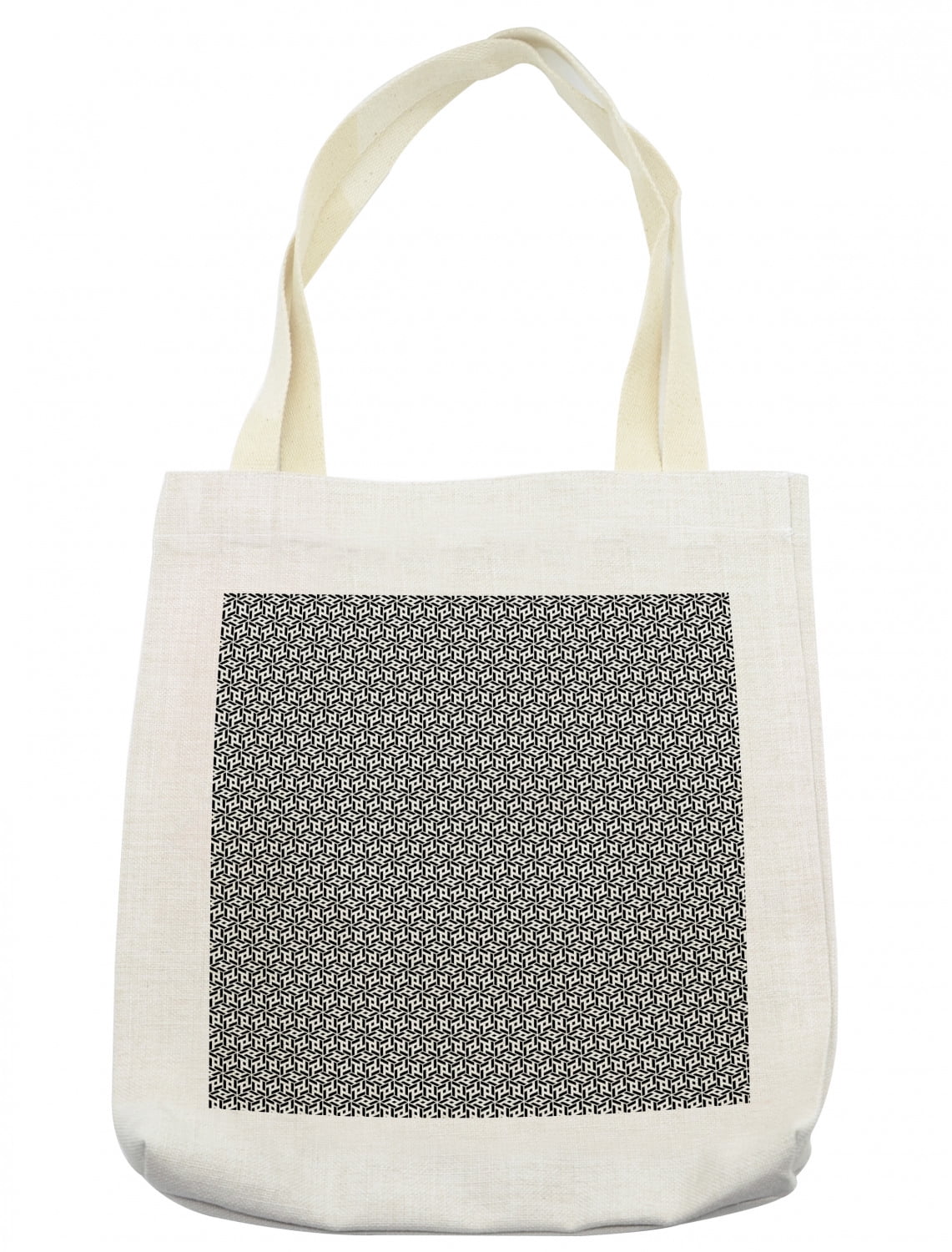 Black and White Tote Bag, Abstract Cubical Forms with Black Lines and ...