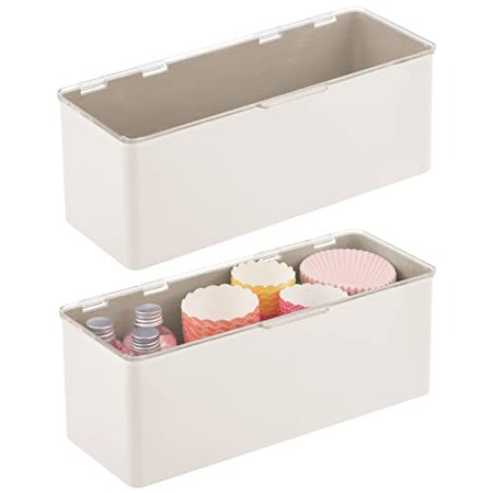 mDesign Kitchen Pantry and Fridge Storage Organizer Box containers with ...