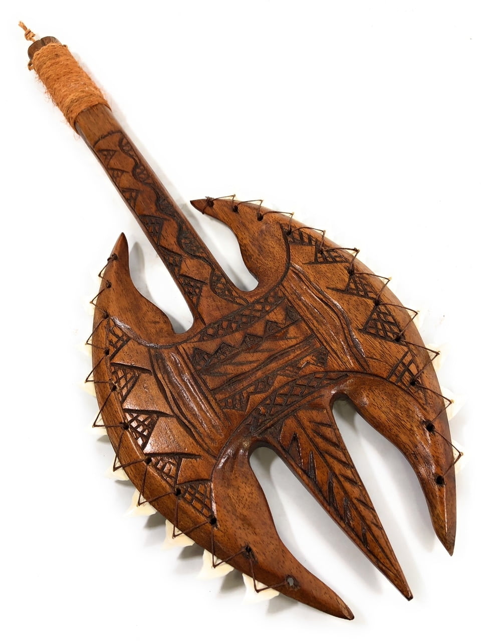 Carved Double Axe Club 24" w/ Shark Teeth - Polynesian Art | #bla6061st ...