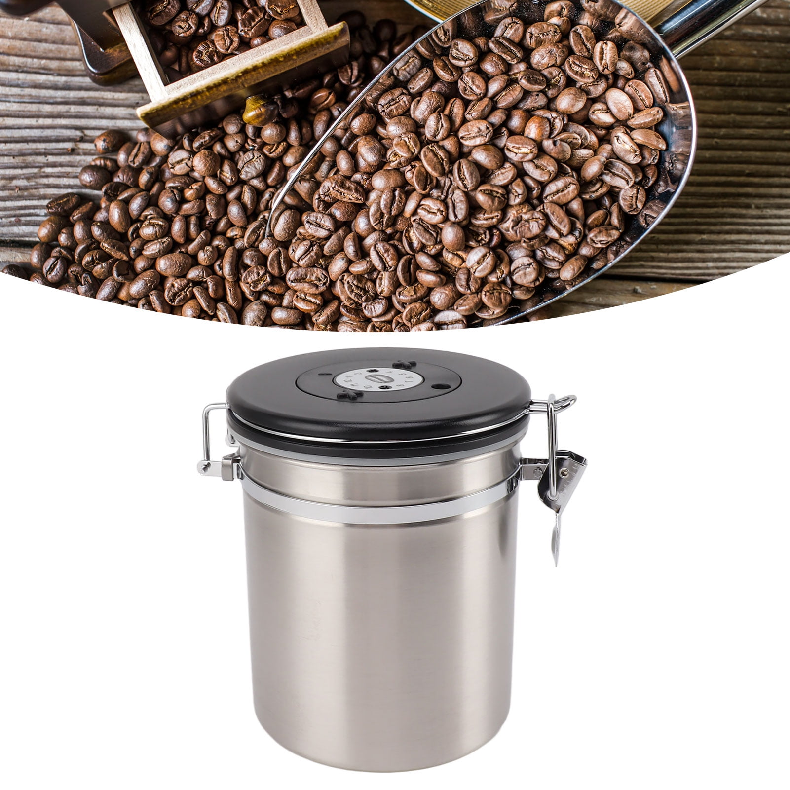 Bote De Café En Grano Contenedor De 1,5 L Cuchara De Acero Inoxidable ...