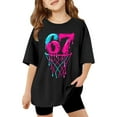 Afdoent Girls Short Sleeve T Shirt Summer Cute Cartoon 67 Funny Number ...