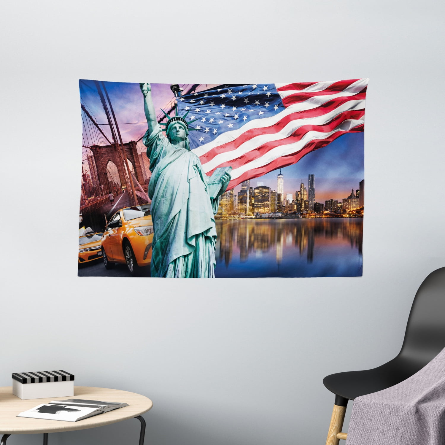 United States Tapestry, USA Touristic Concept Collection Statue of ...