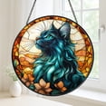 Cat Silhouette Sunset Glass Style Window Hanging - Walmart.com