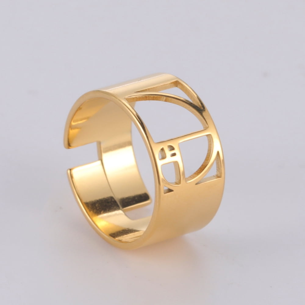 TEAMER Fibonacci Spiral Golden Ratio Ring Sacred Geometry Math Jewelry ...