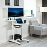 VIVO White Mobile Height Adjustable Stand Up Desk Workstation ...
